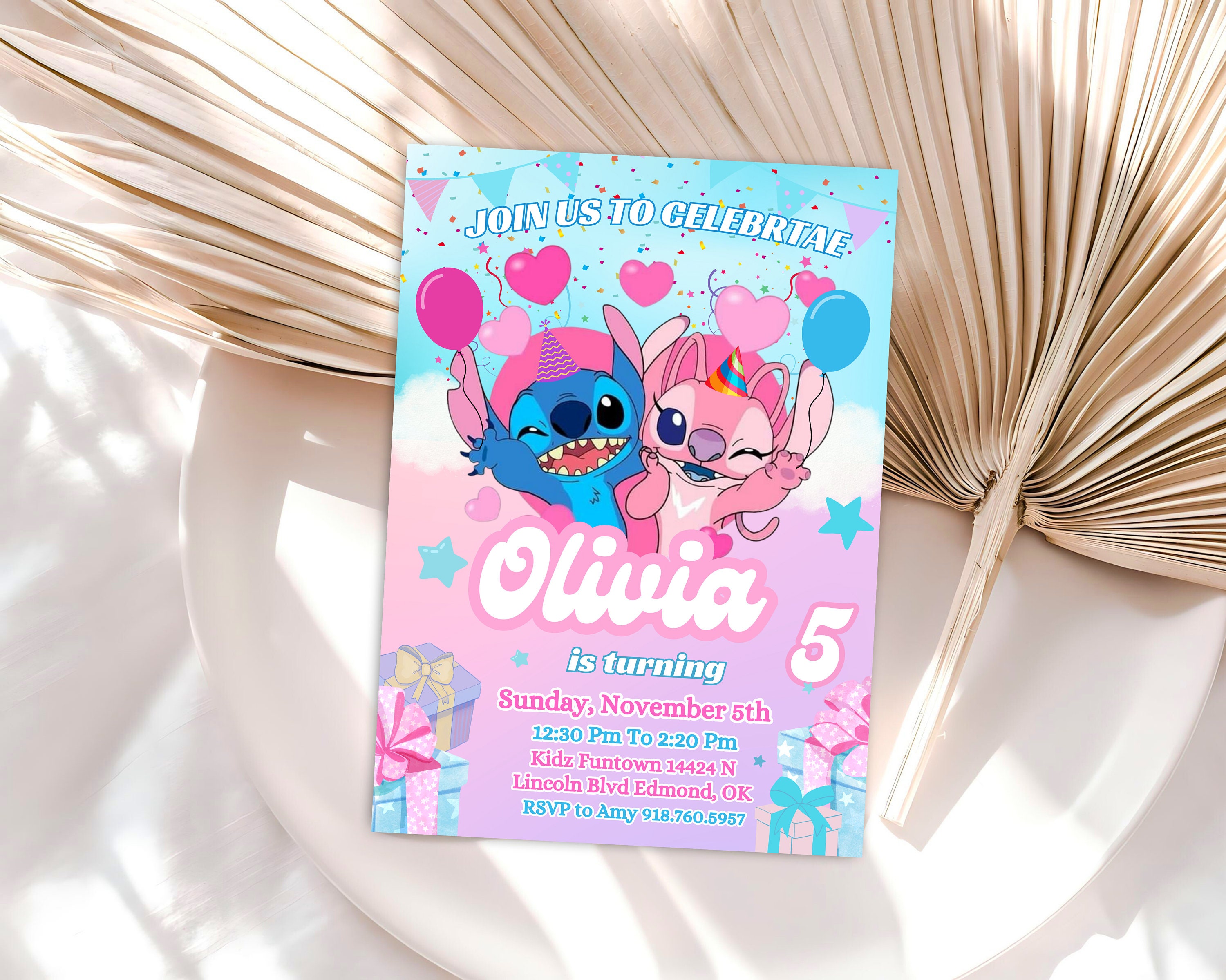 Plantilla de invitación de cumpleaños de Stitch editable - Etsy México