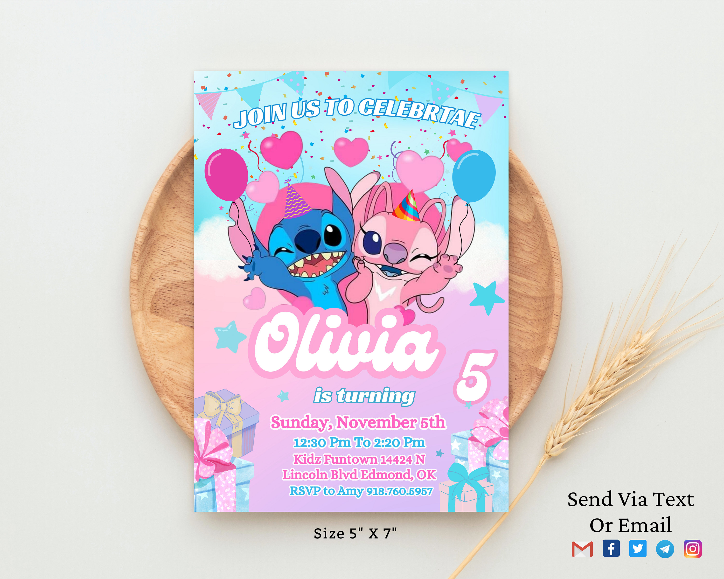 Plantilla de invitación de cumpleaños de Stitch editable, invitaciones ...