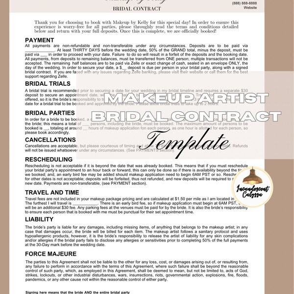 Makeup Contract - Etsy