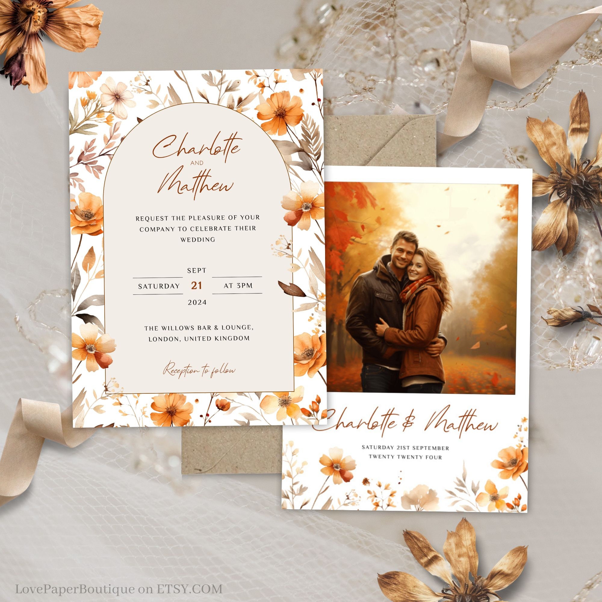 Rustic Fall Wedding Invitations