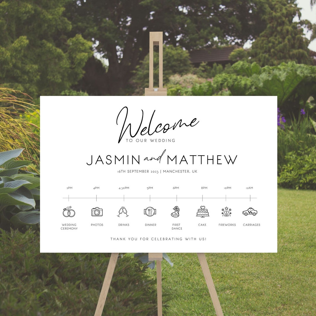 Minimalist Welcome Sign With Timeline Instant Download - Etsy