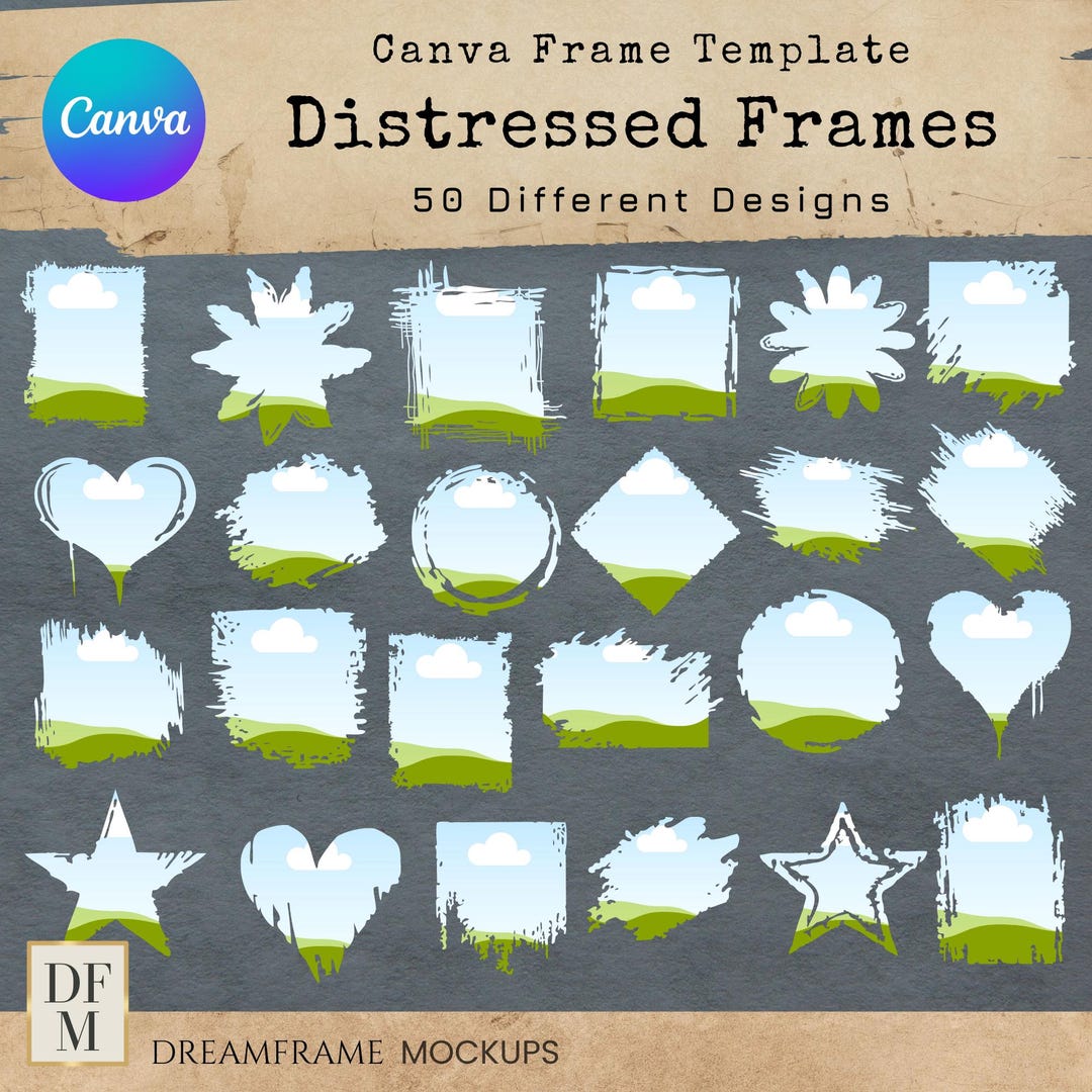 Distressed Frame Canva: (INSTANT DOWNLOAD) Drag and Drop, Digital ...