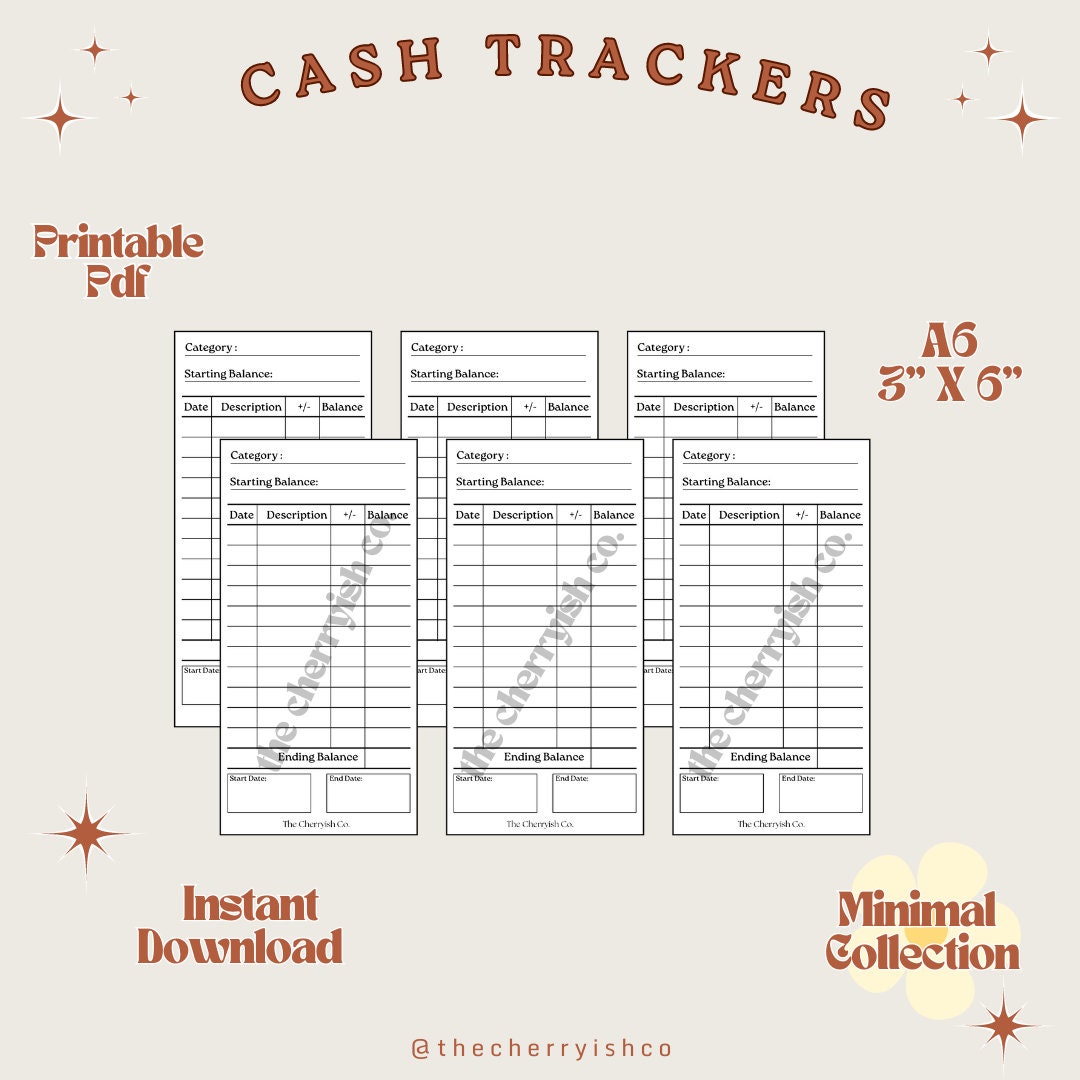 Cash Trackers, Minimal Cash Trackers, Digital Cash Trackers, A6 Cash ...