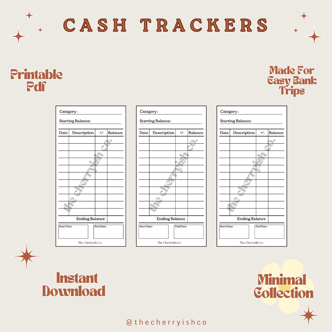 Cash Trackers, Minimal Cash Trackers, Digital Cash Trackers, A6 Cash ...