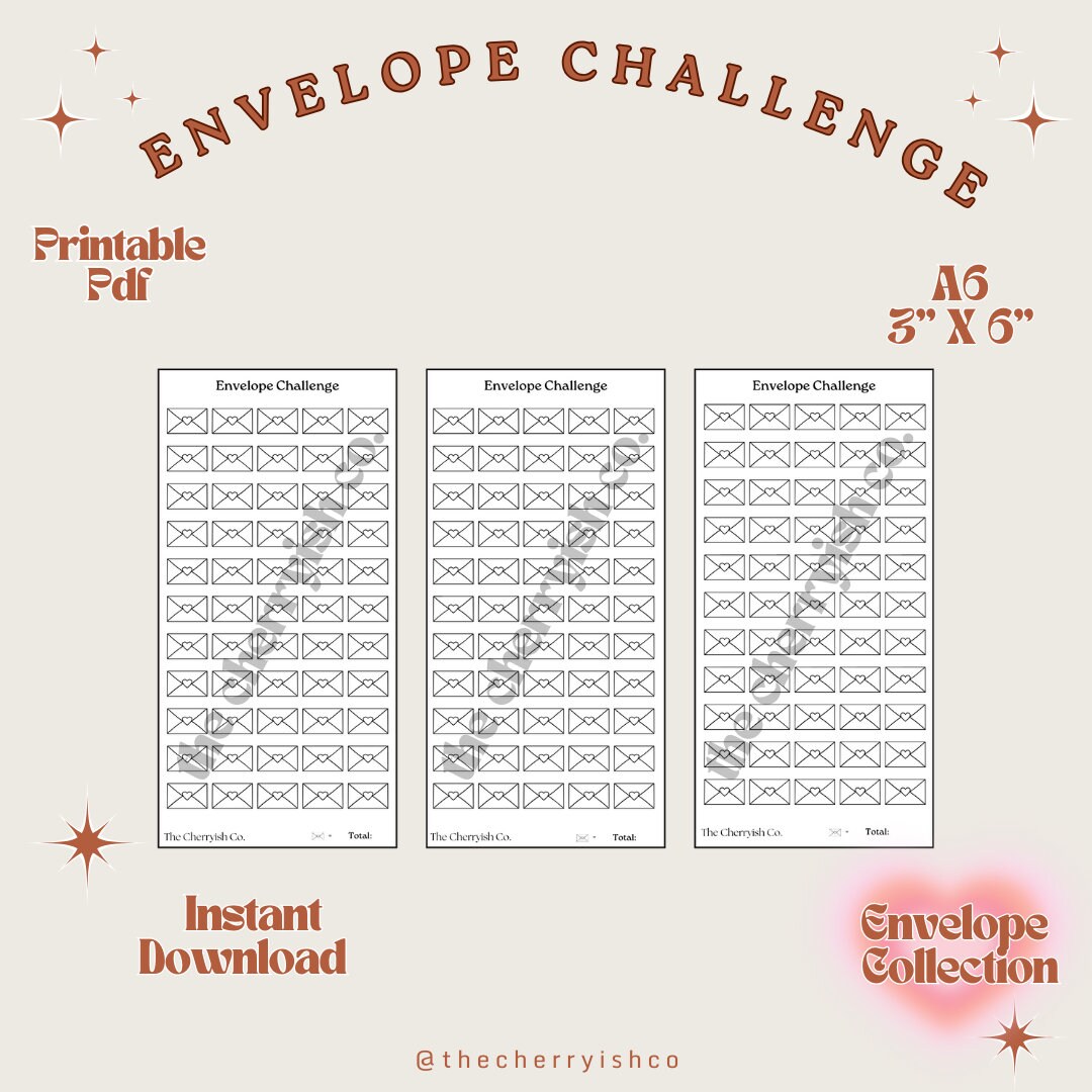 Envelope Challenge PRINTABLE Envelope Challenge A6 Envelope - Etsy ...