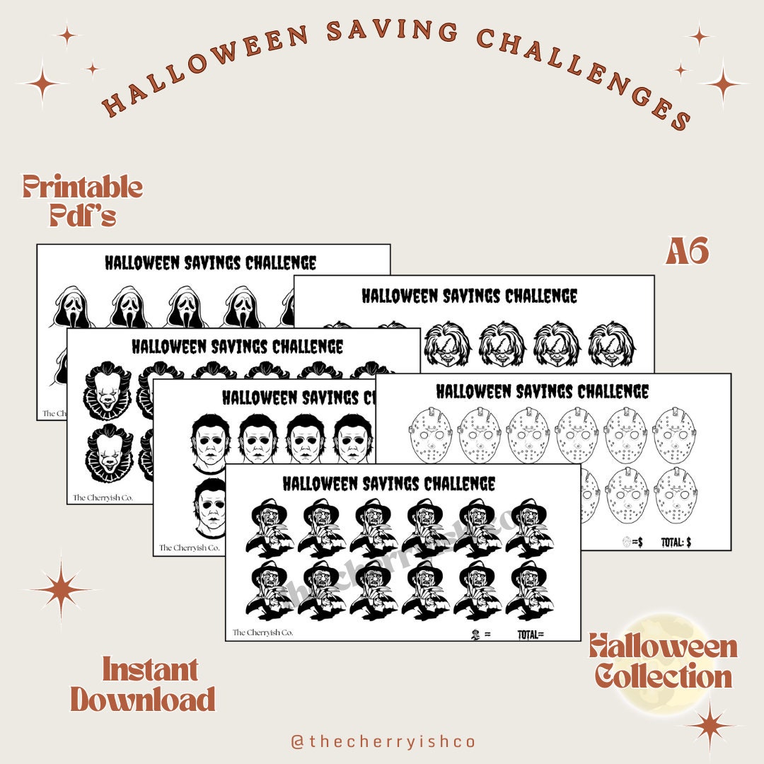 Halloween Savings Challenge, A6 PRINTABLE Savings Challenges for Cash ...