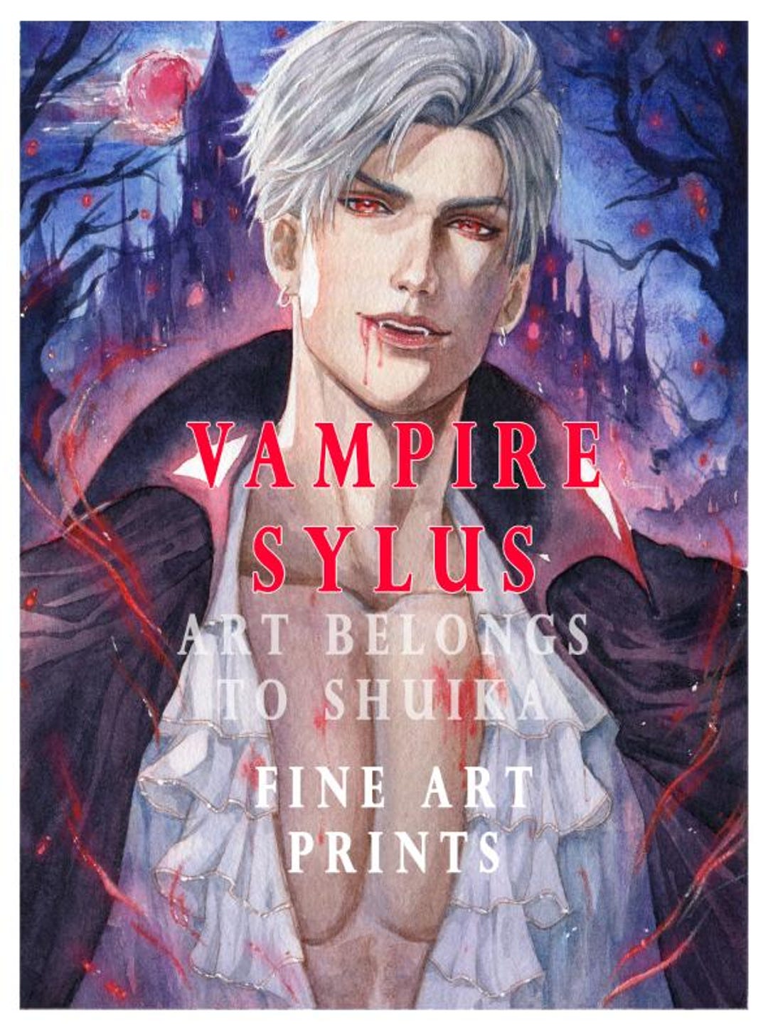 Love and Deep Space Sylus Vampire Print Art Otome Game Art Vampire ...