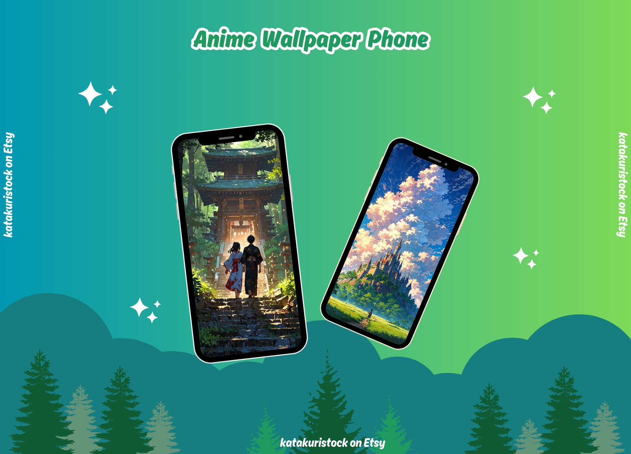 50 Anime Mobile Phone Wallpapers: Scenic Cozy Vibe (digital Download ...