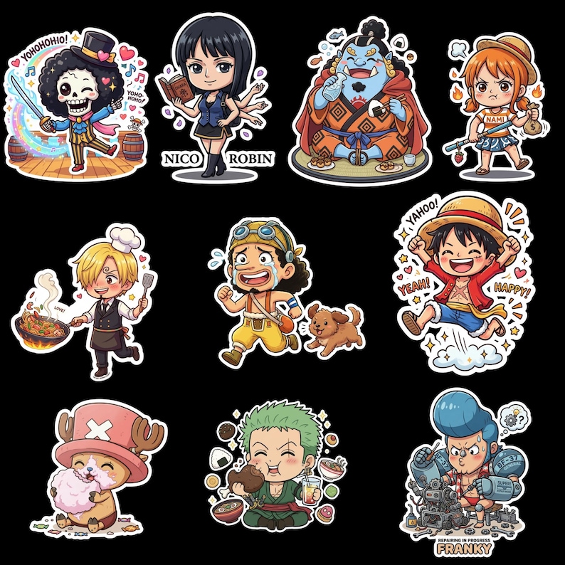 Chibi One Piece Crew Vinyl Sticker Sheet, Glossy Kiss-cut Decals - Etsy