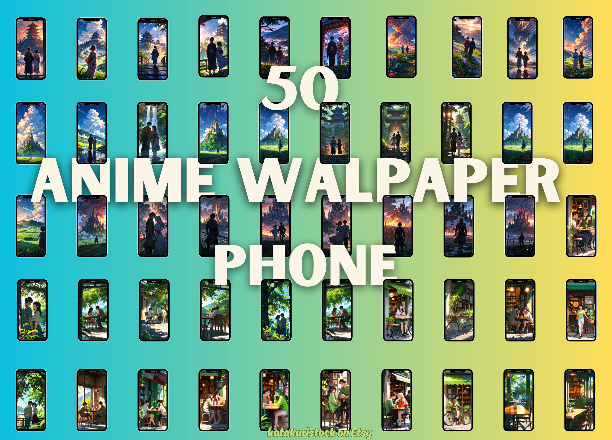 50 Anime Mobile Phone Wallpapers: Scenic Cozy Vibe (digital Download ...