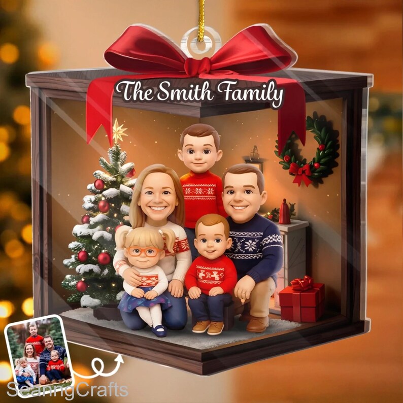 Personalized Family Christmas Ornament, Custom Photo Acrylic Keepsake ...
