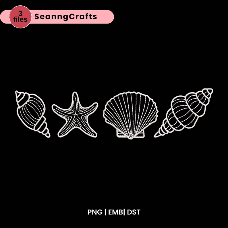 Seashell Ocean Machine Embroidery Design, Beachy Mermaid Core Summer ...