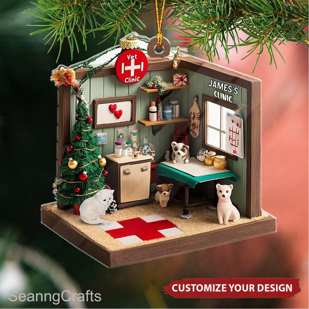Dreamy Vet Clinic Ornament, Personalized Acrylic Christmas Ornament for ...