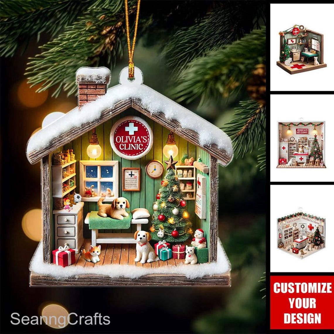 Dreamy Vet Clinic Ornament, Personalized Acrylic Christmas Ornament for ...
