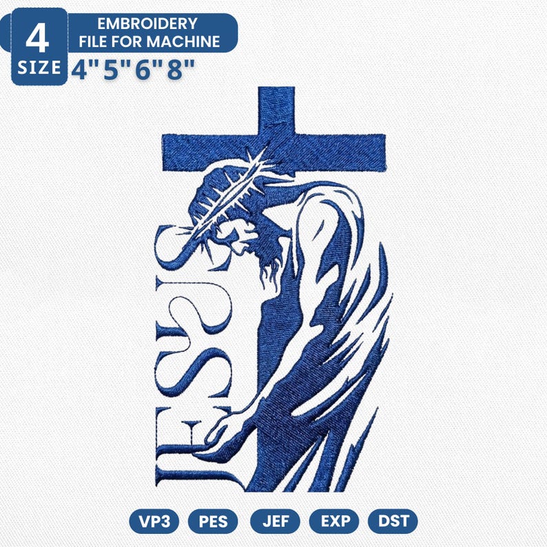 Jesus and Cross Embroidery Design, Christian Faith Jesus Love Machine ...