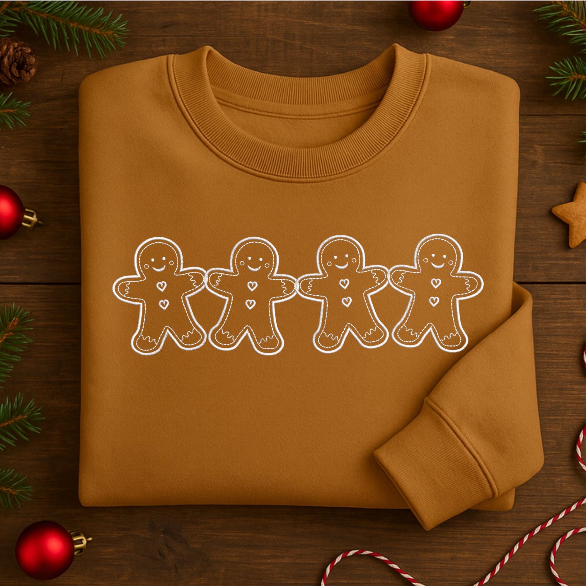 Gingerbread Line Art Embroidery Design, Gingerbread Man Embroidery File ...