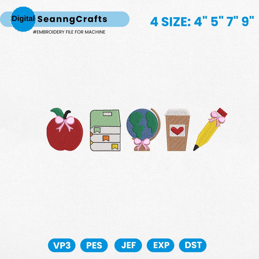 Back to School Embroidery Design, Teacher Embroidery File, School ...
