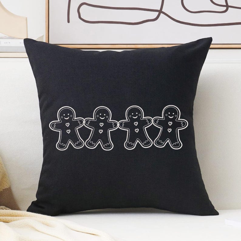Gingerbread Line Art Embroidery Design, Gingerbread Man Embroidery File ...