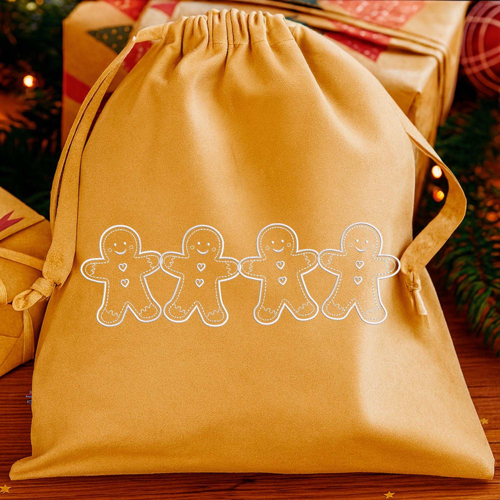 Gingerbread Line Art Embroidery Design, Gingerbread Man Embroidery File ...