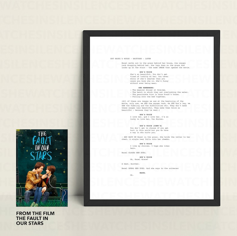 The Fault in Our Stars Script Print Quote Poster Film - Etsy