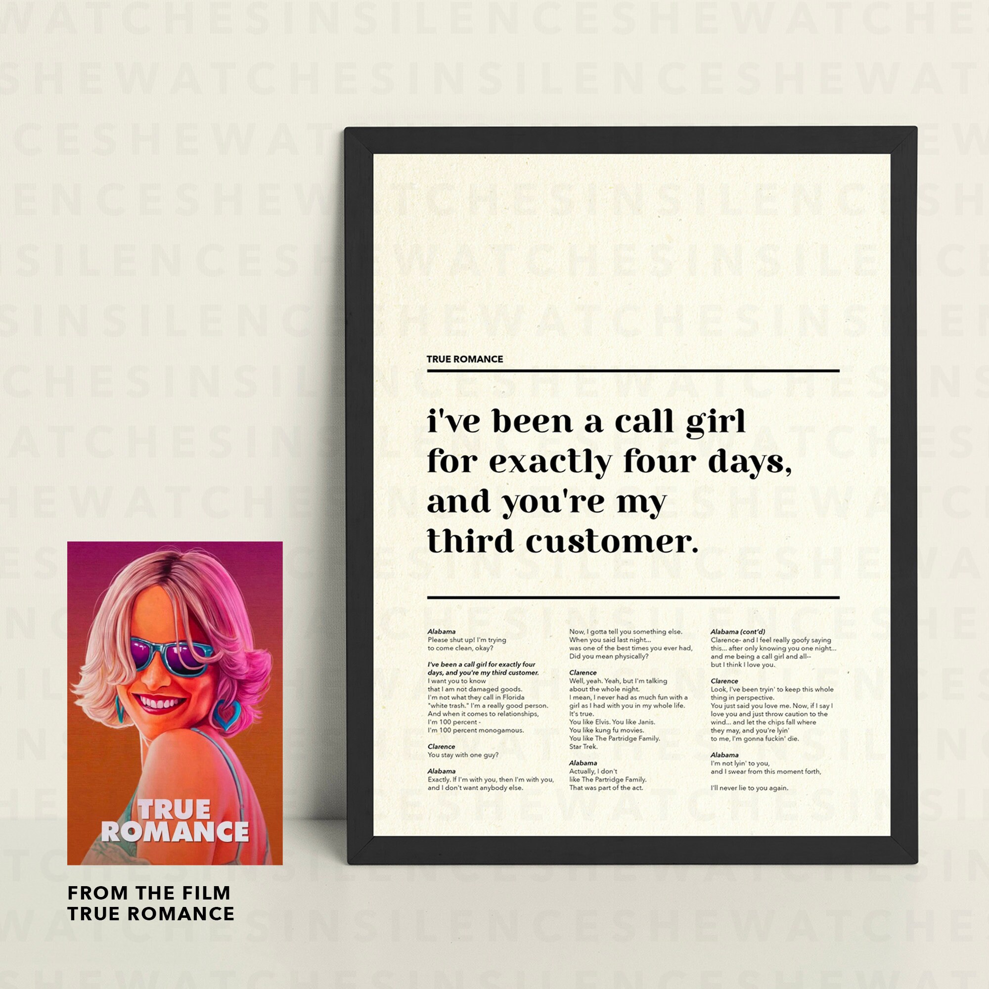 True Romance Script Print Quote Poster Film Poster - Etsy