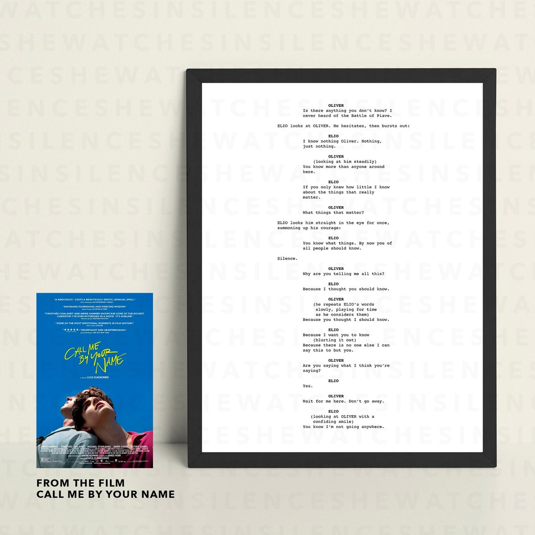 Call Me by Your Name Elio and Oliver Quote Poster Film - Etsy