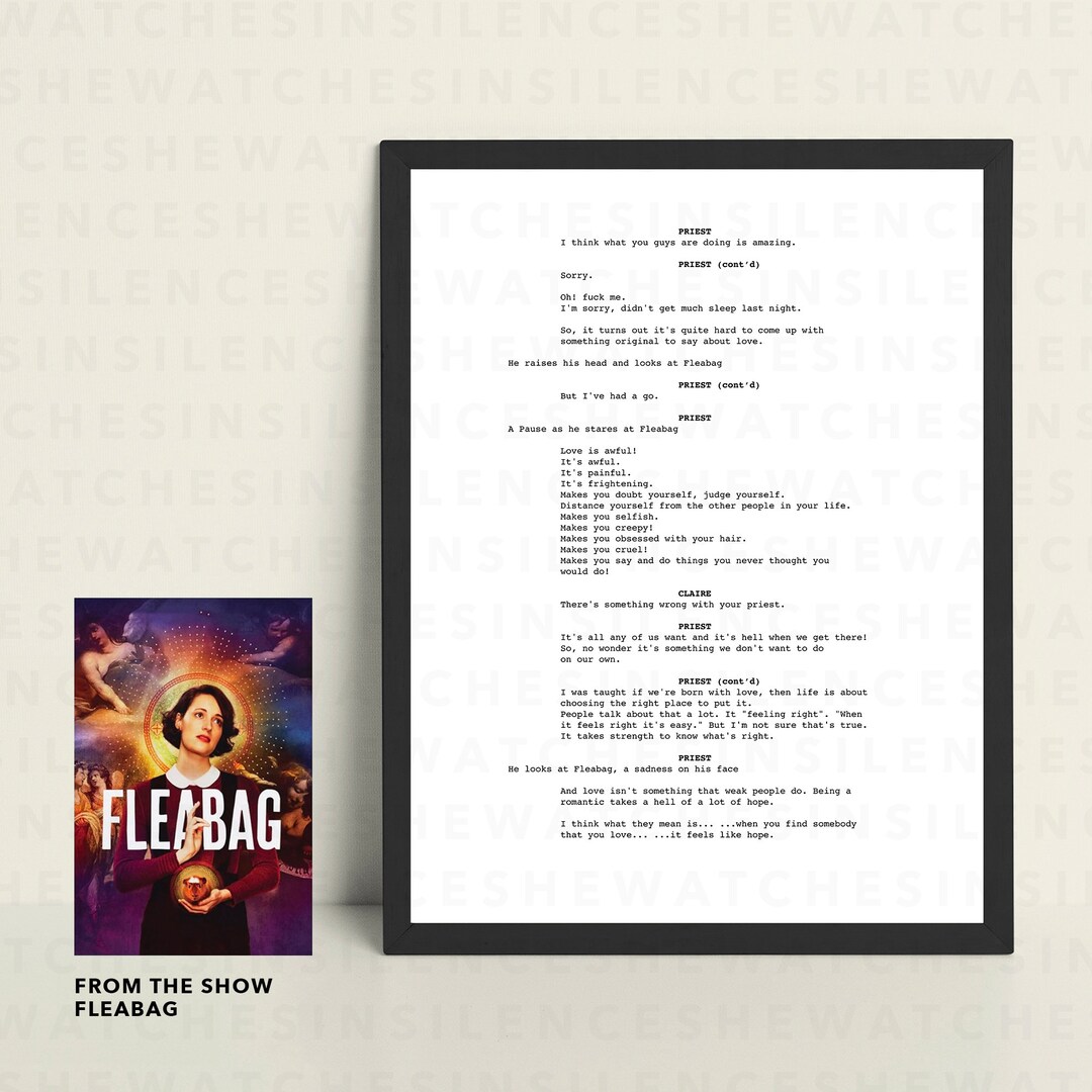 Fleabag Script Print Love Wedding Speech Quote Poster Film Poster Wall Art Gifts Beautiful Print ...
