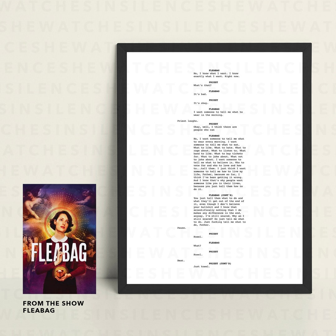 Fleabag Script Print Just Kneel Speech Quote Poster Film Poster Wall ...