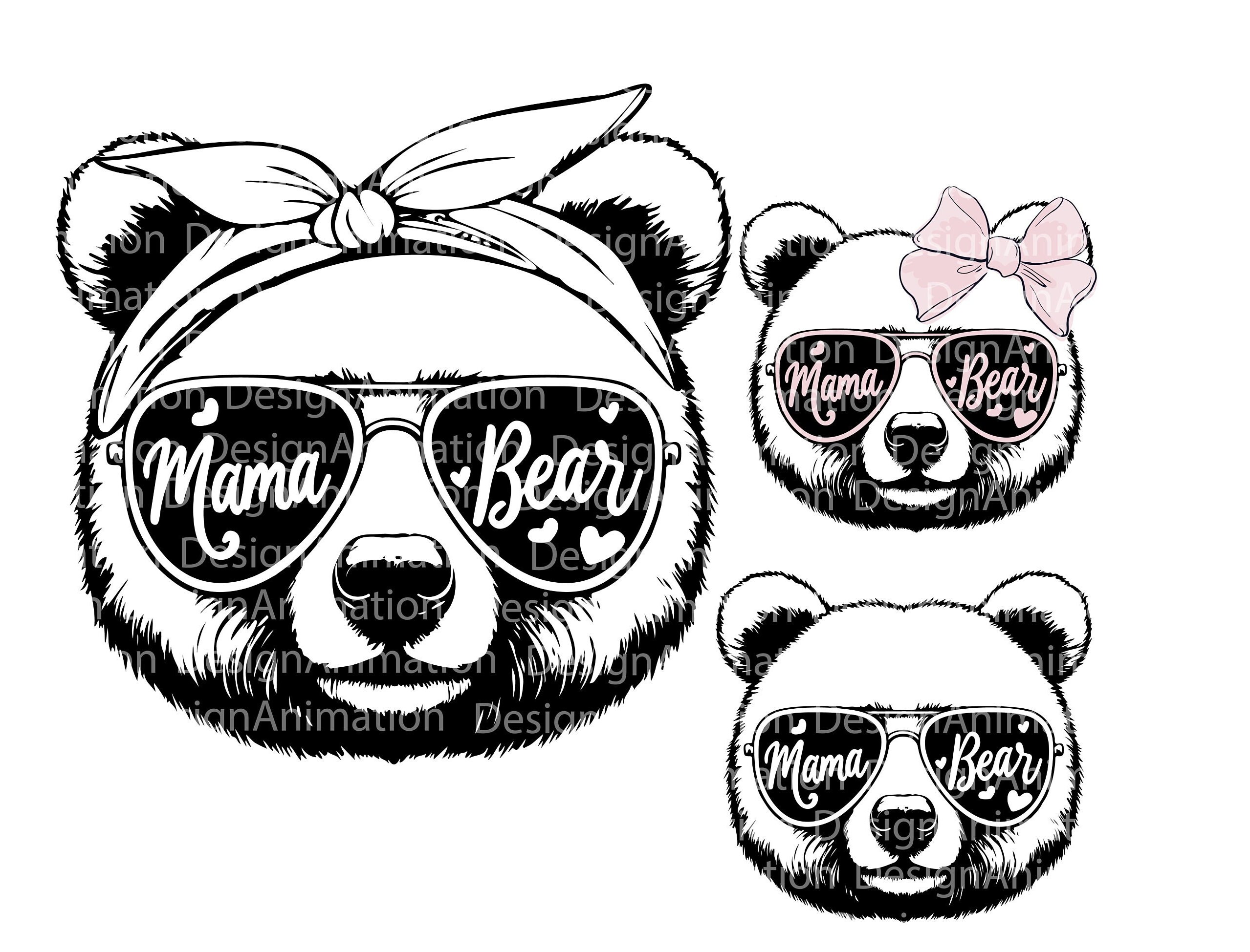 Mama Bear SVG Cut File, Bear Whit Glasses Svg, Mommy Svg, Mama Bear PNG ...