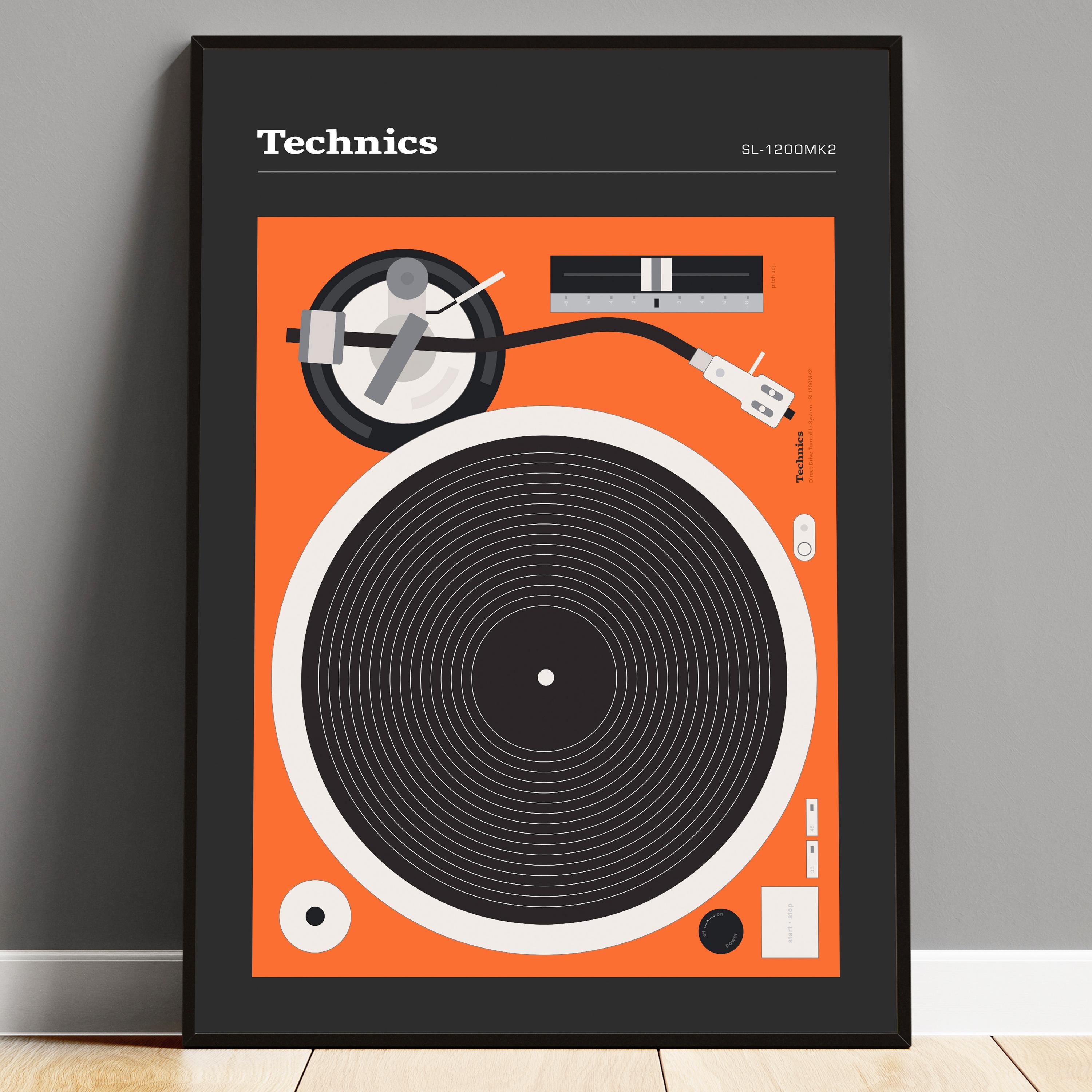 Technics 1200 Vinyl Record Player Poster, Retro Vintage Flat Vector ...