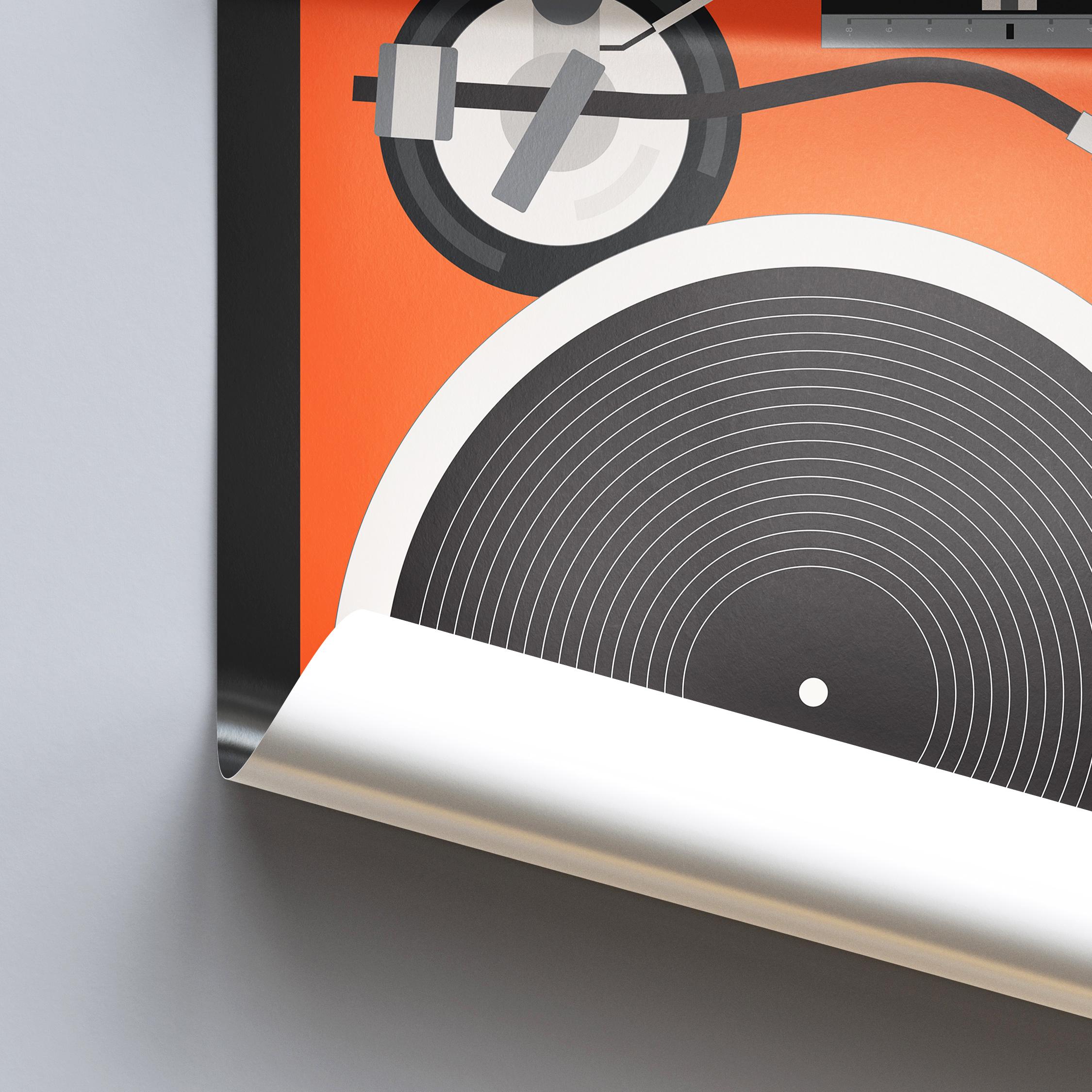 Technics 1200 Vinyl Record Player Poster, Retro Vintage Flat Vector ...