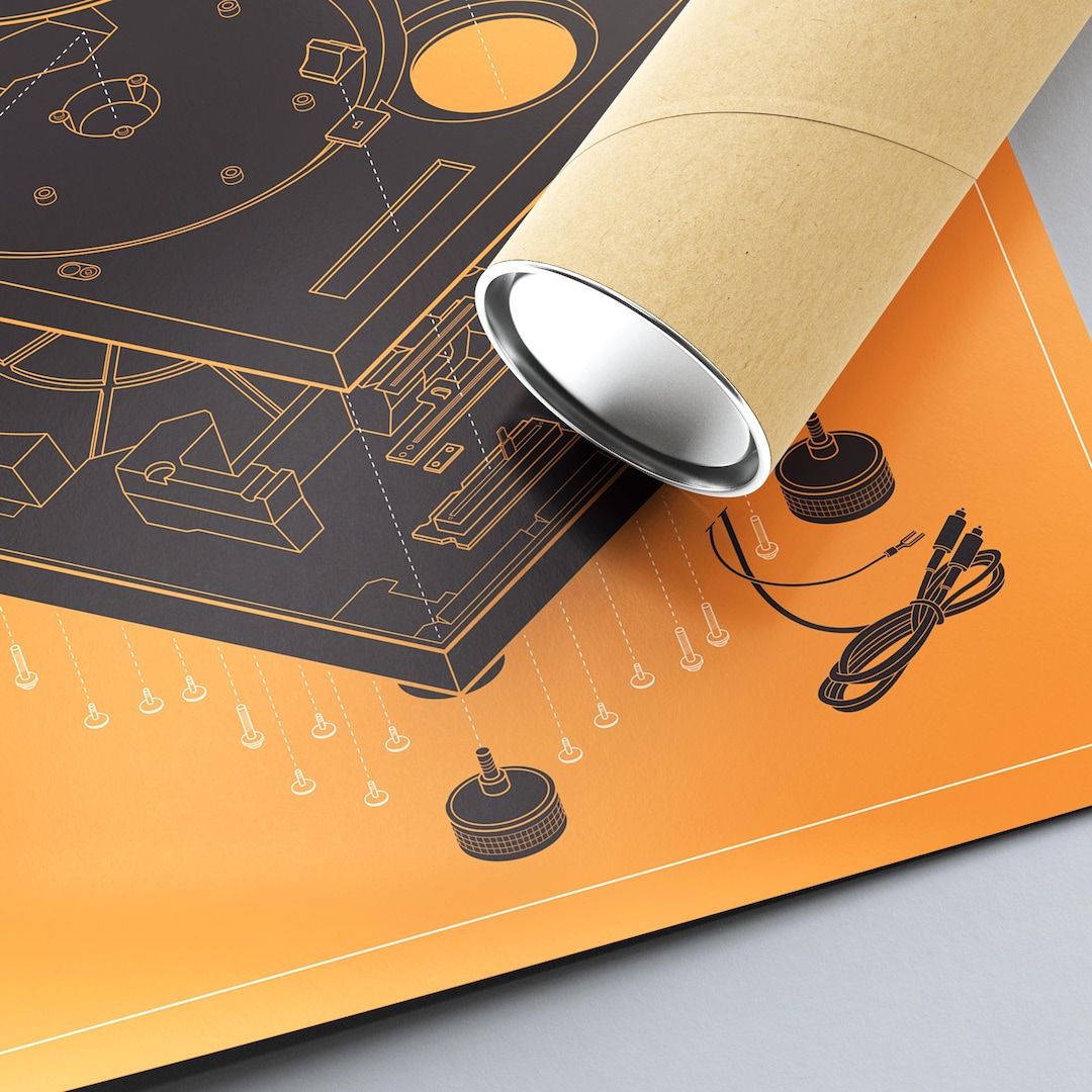 Vinyl Record Player Poster, Technics 1200 Schematic Blueprint, Dorm ...