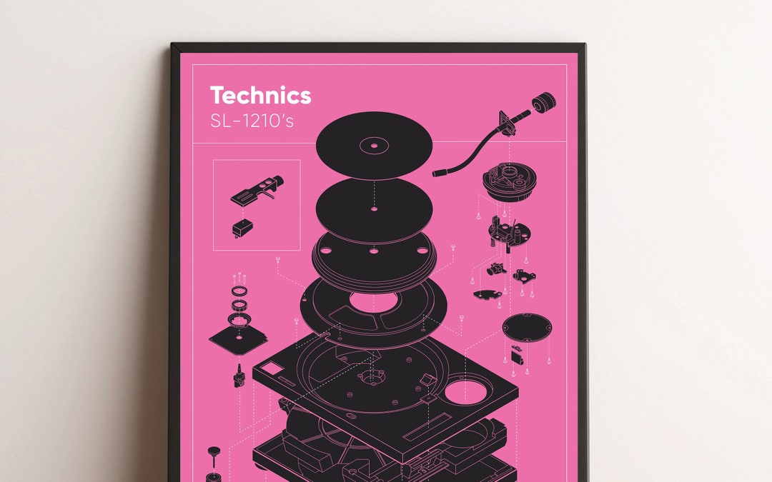 Vintage Technics 1210s Turntable Poster, Schematic Wall Art Print ...