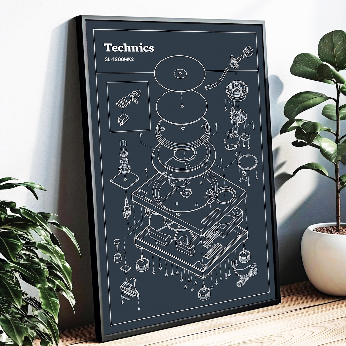 Technics 1200 Print, DJ Turntable Poster, Record Player Blueprint ...