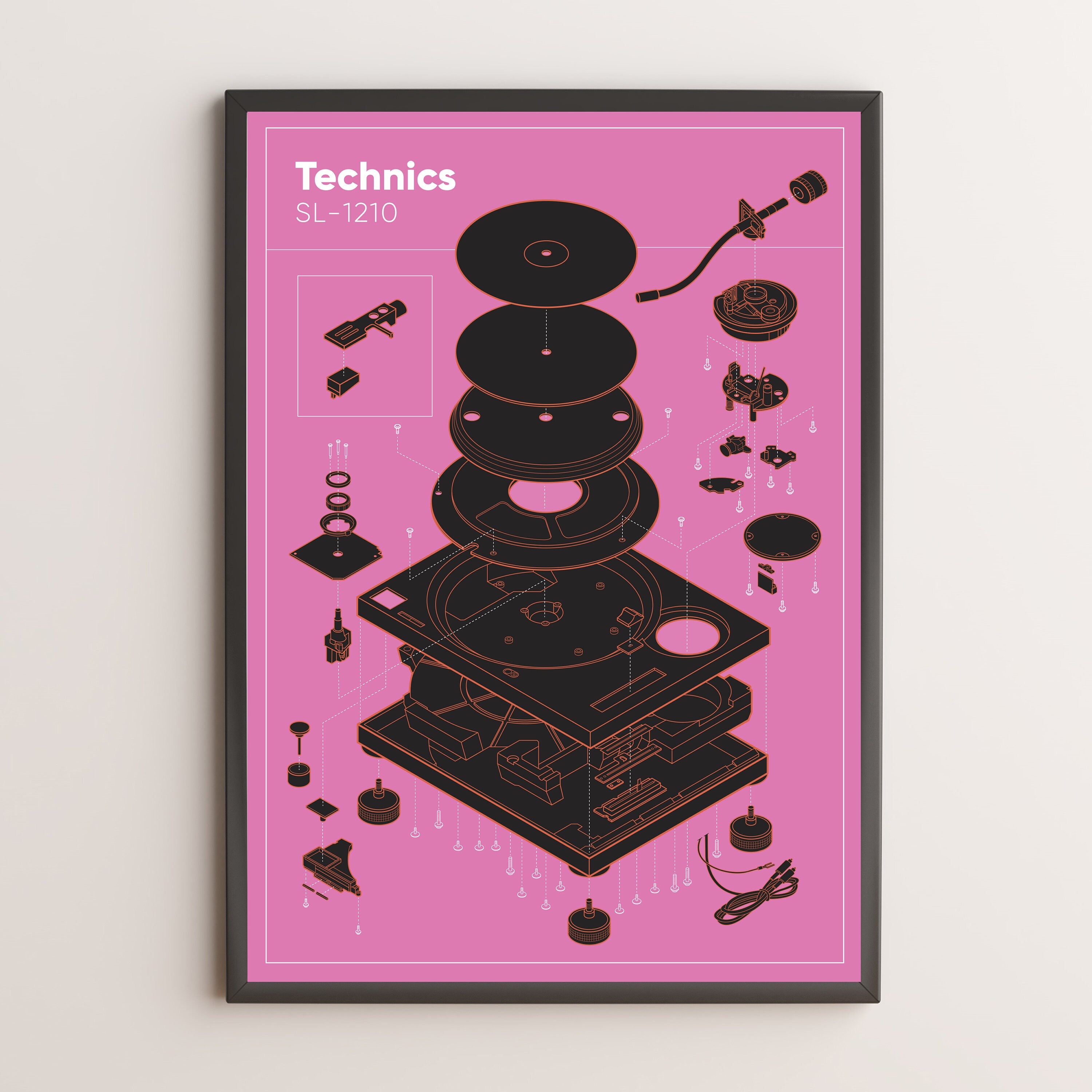 Technics 1210s Turntable Poster, Schematic Wall Art Print, Living Room ...