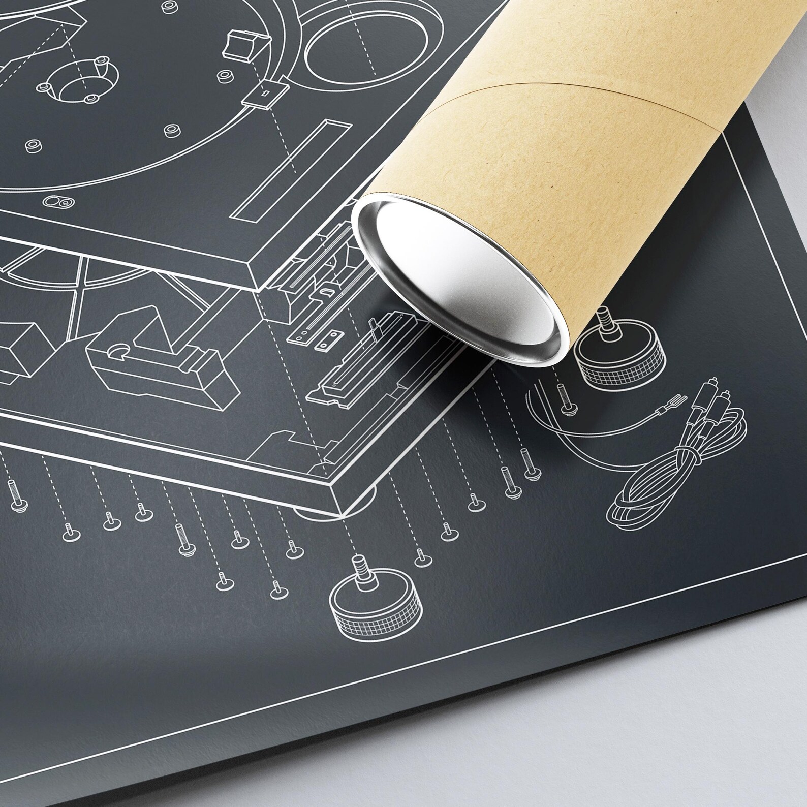 Technics 1200 Print, DJ Turntable Poster, Record Player Blueprint ...