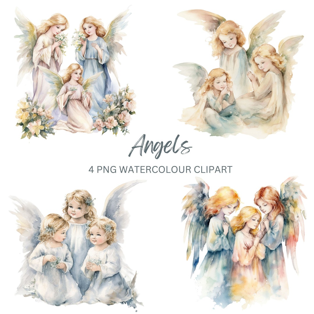 Angels Clipart Pastel Watercolour Angels Christmas Clipart - Etsy