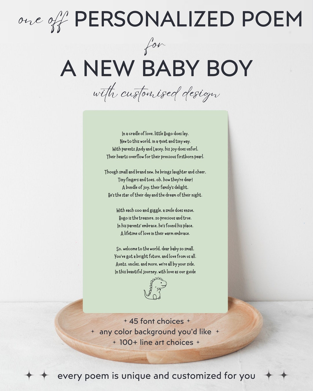 Baby Boy Poem Print DIGITAL DOWNLOAD Personalised Poetry Baby Shower ...