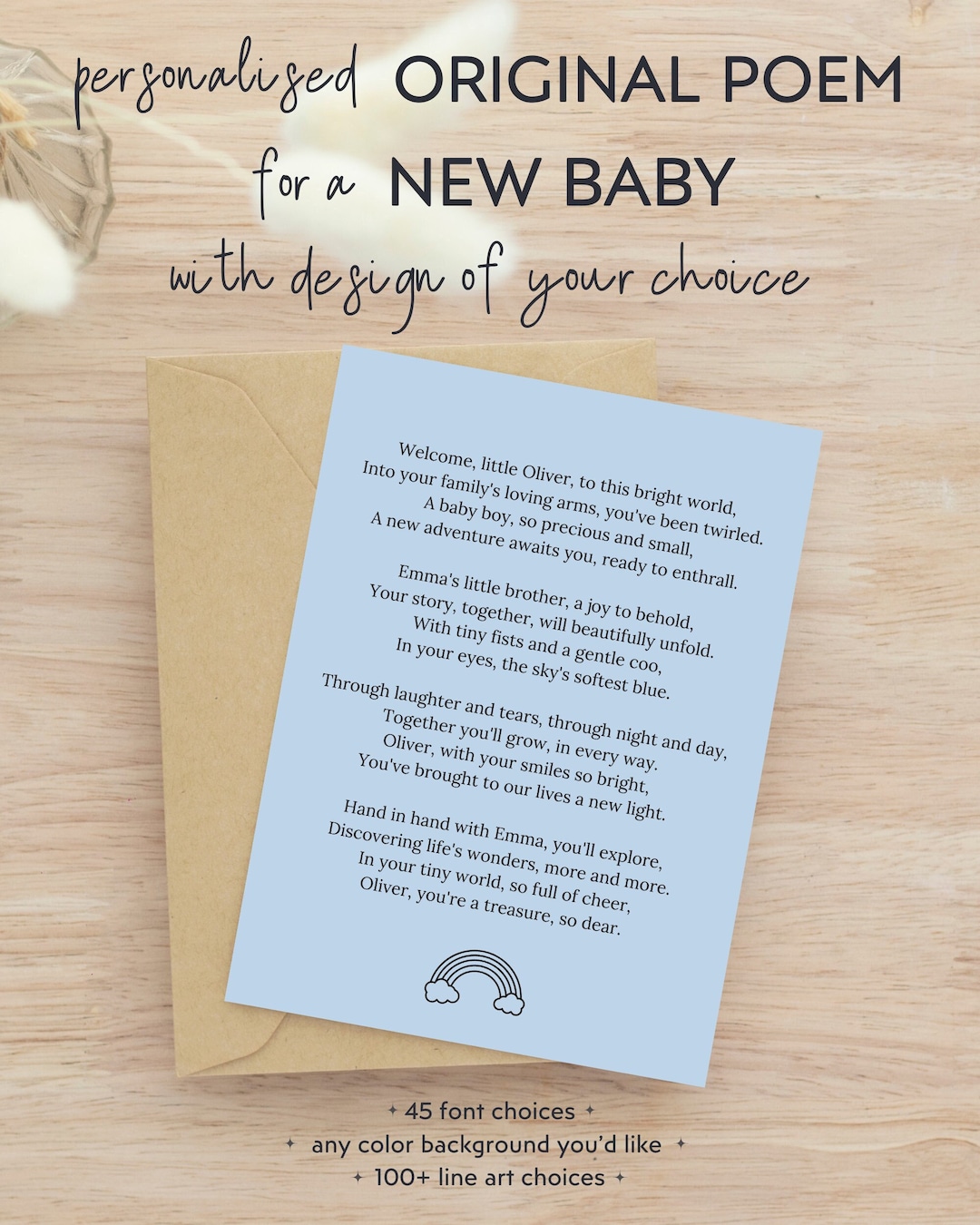 Baby Poem Print DIGITAL DOWNLOAD Personalised Poetry Baby Shower Gift ...