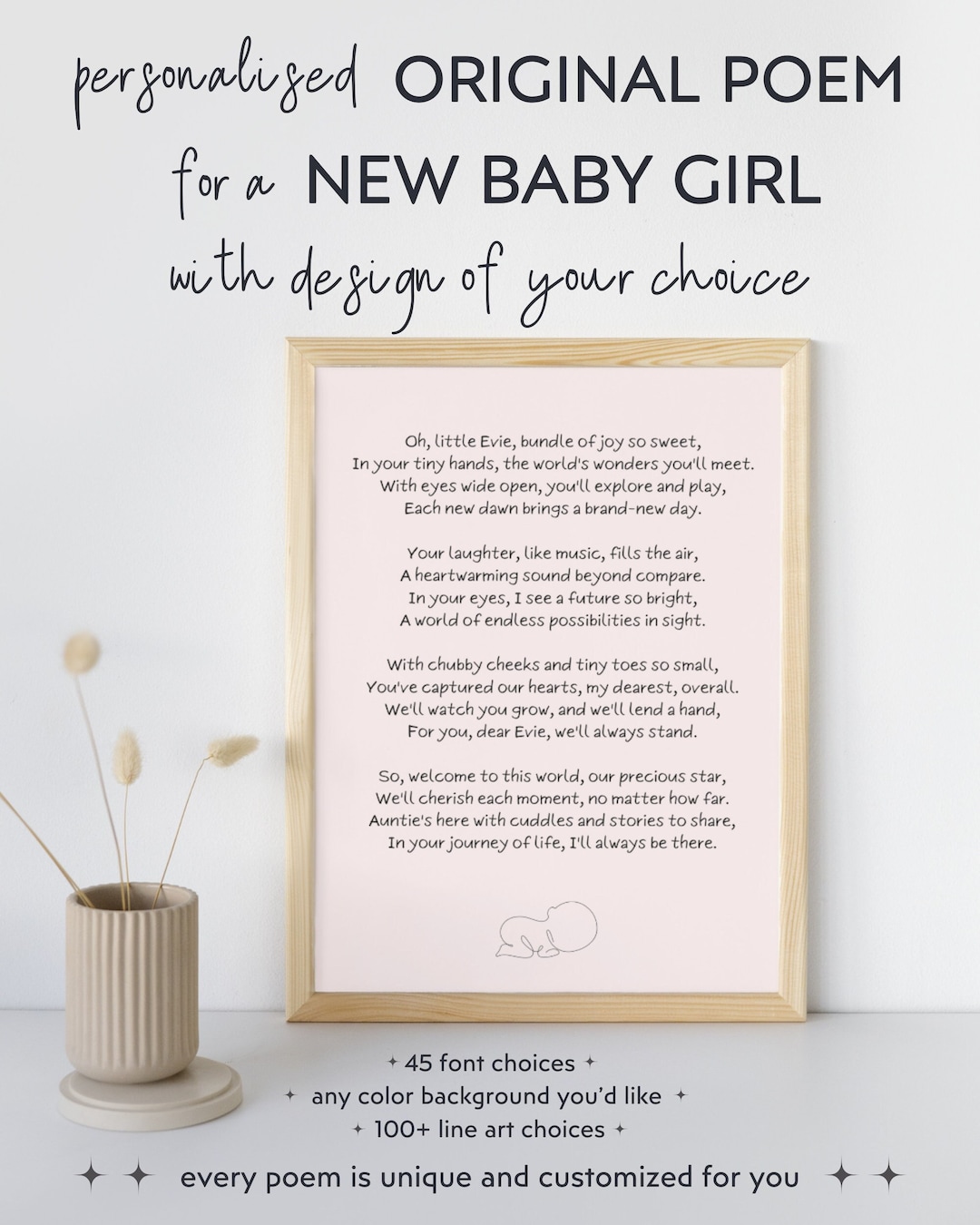 Baby Girl Poem Print DIGITAL DOWNLOAD Personalised Poetry Baby Shower ...