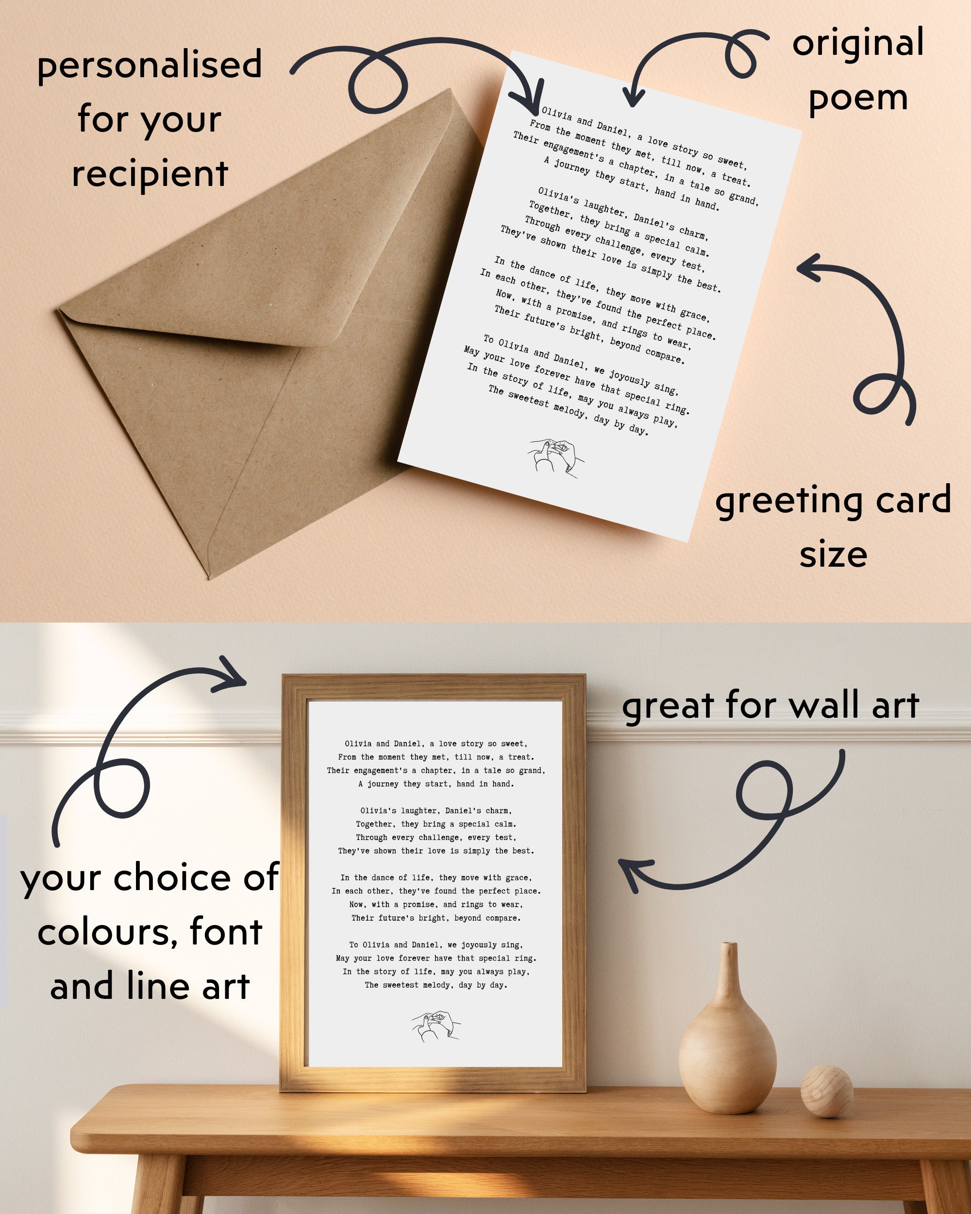 Engagement Poem DIGITAL DOWNLOAD Personalised Poetry Wedding Vows Poem ...