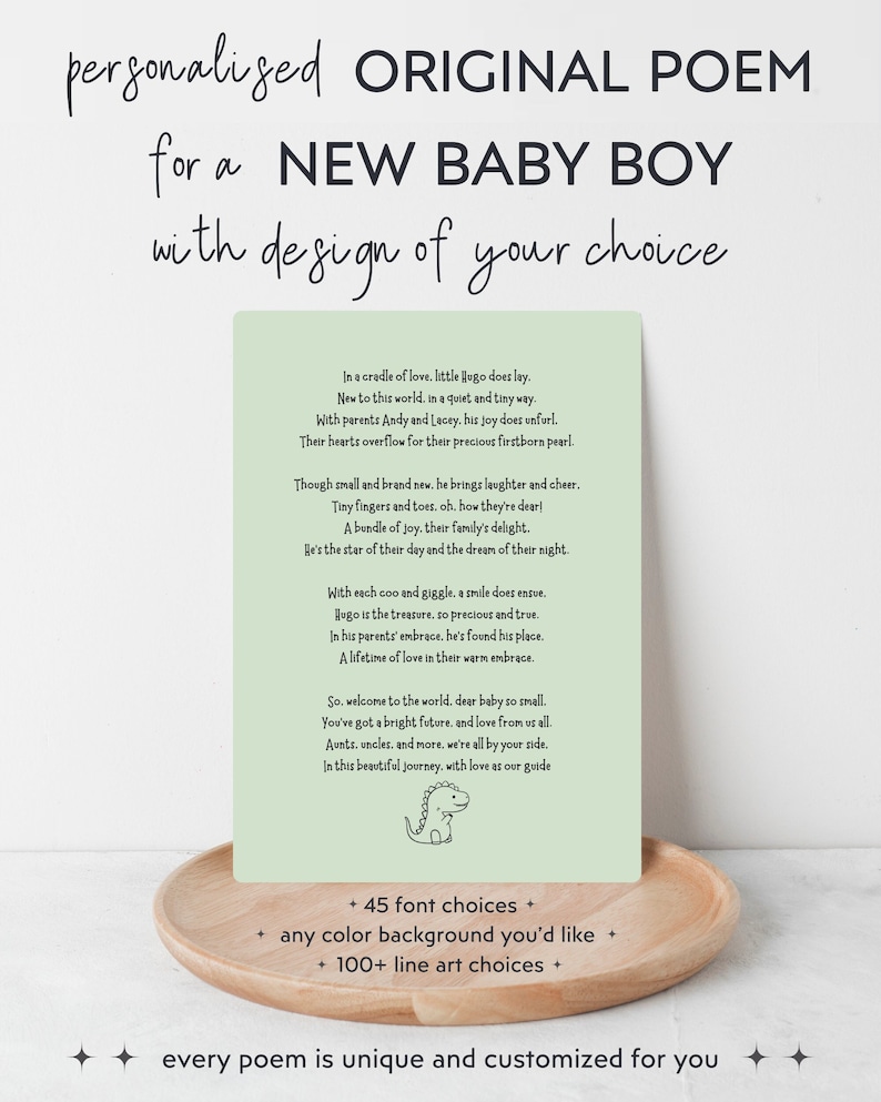 Baby Boy Poem Print | DIGITAL DOWNLOAD | Personalised Poetry | Baby ...