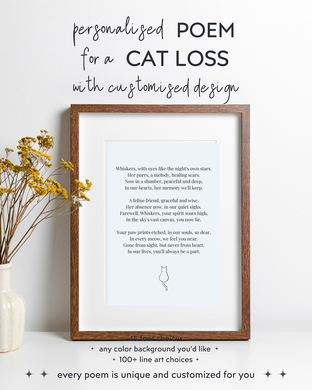 Cat Bereavement Print DIGITAL DOWNLOAD Cat Loss Poem Personalised ...