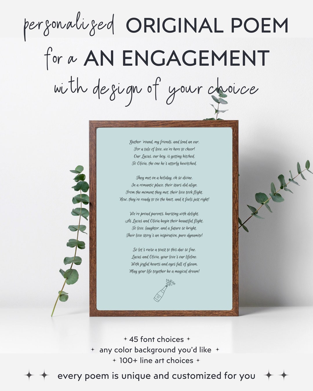 Engagement Poem DIGITAL DOWNLOAD Personalised Poetry Wedding Vows Poem ...