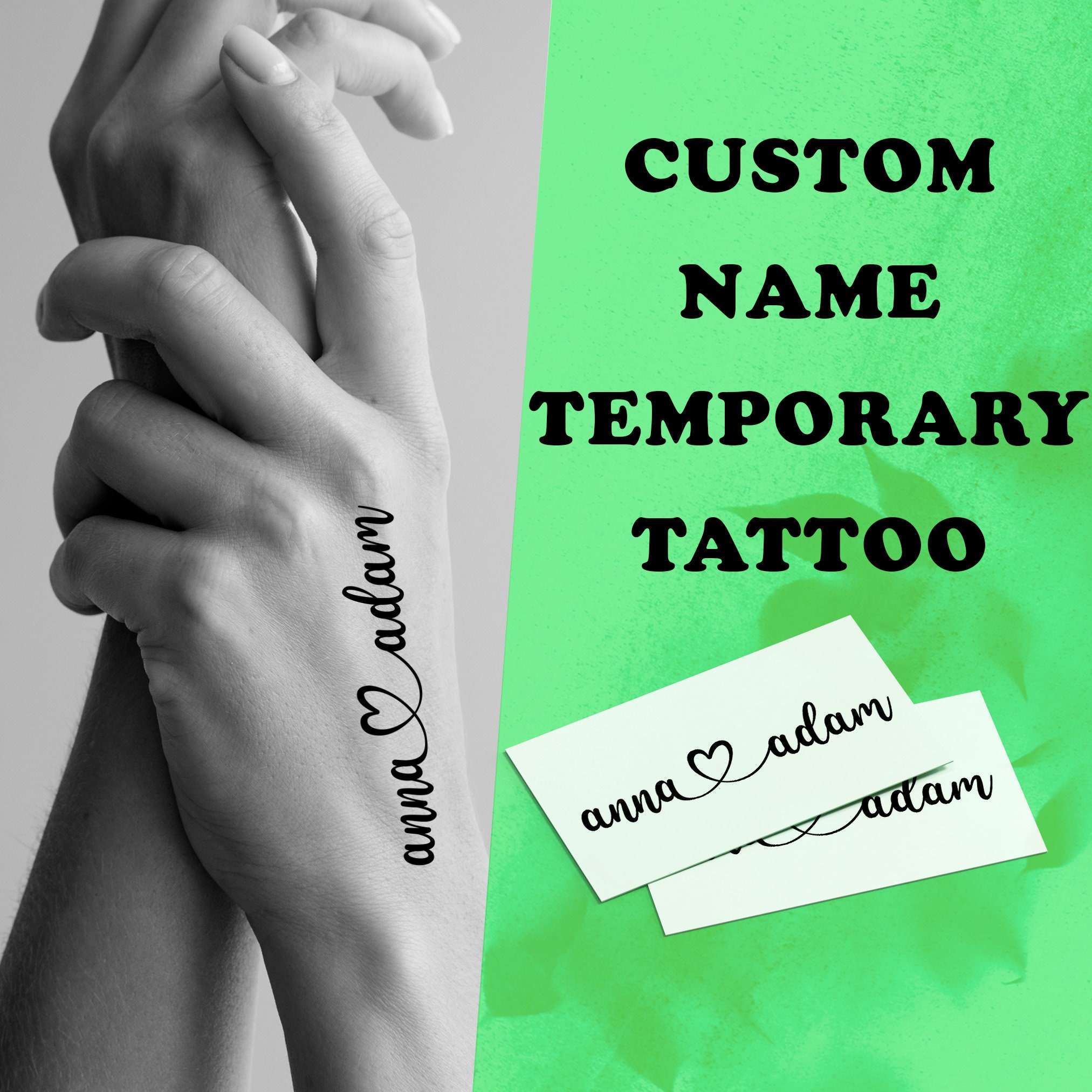 Custom Temporary Tattoo Small Temporary Tattoo Minimalist Couple Name ...