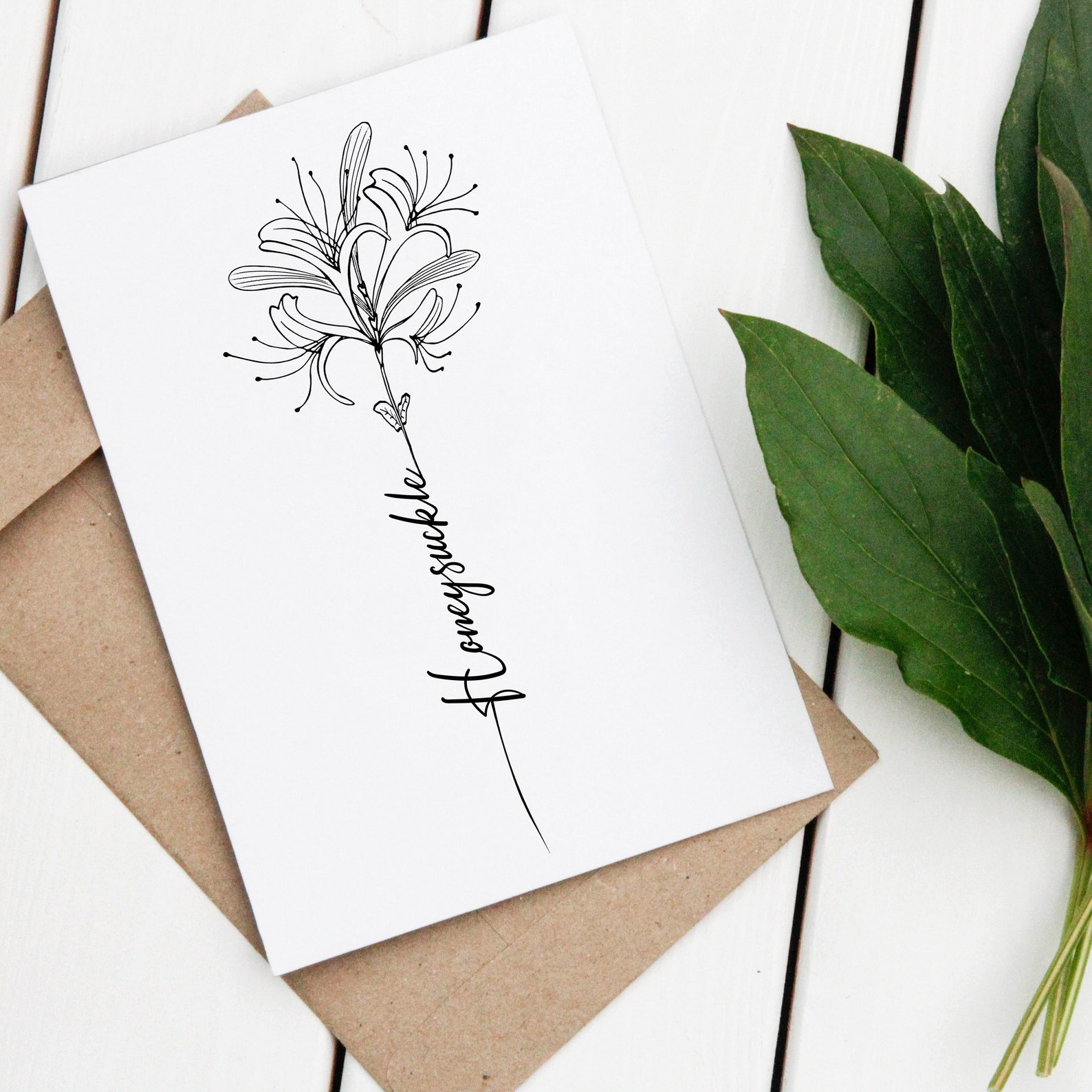 Custom Birth Month Flower Tattoo June Honeysuckle Tattoo Art ...