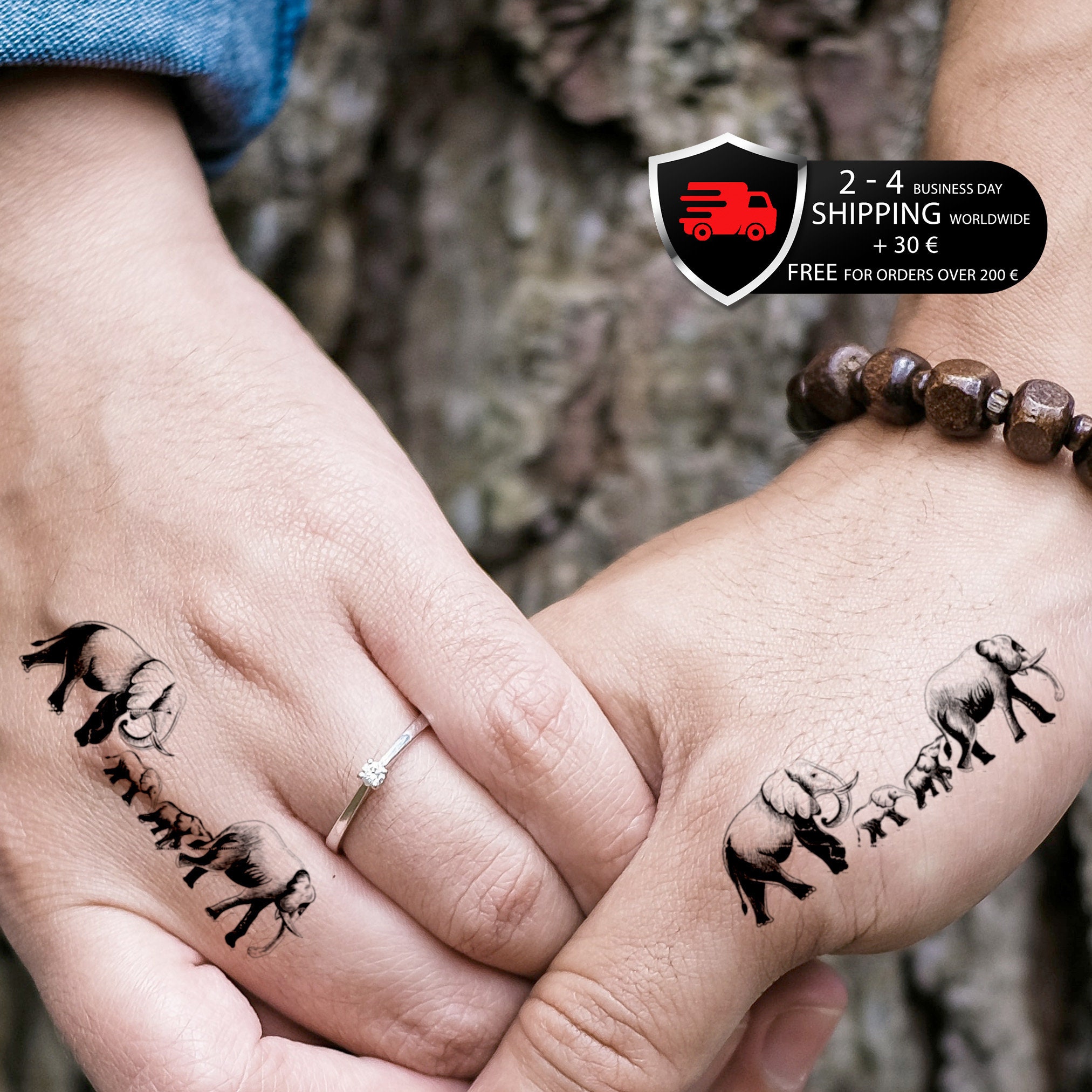 Elephant Family Temporary Tattoo Small Temporary Tattoo Minimalist ...