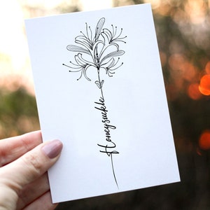 Custom Birth Month Flower Tattoo June Honeysuckle Tattoo Art ...