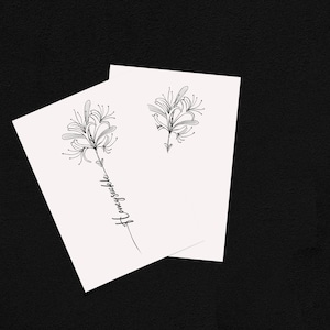 Custom Birth Month Flower Tattoo June Honeysuckle Tattoo Art ...