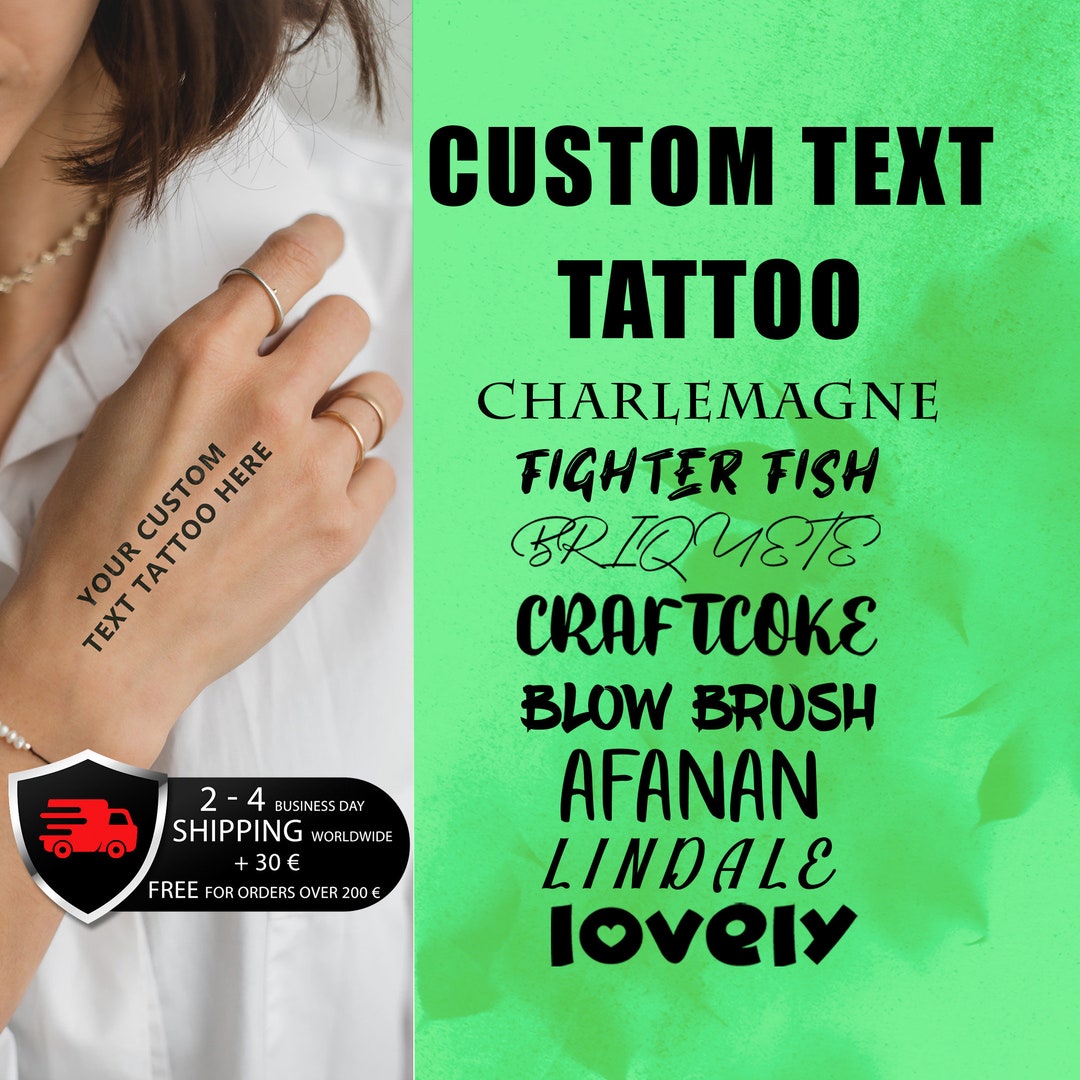 Custom Temporary Tattoo Custom Text Temporary Tattoo Cursive Print ...